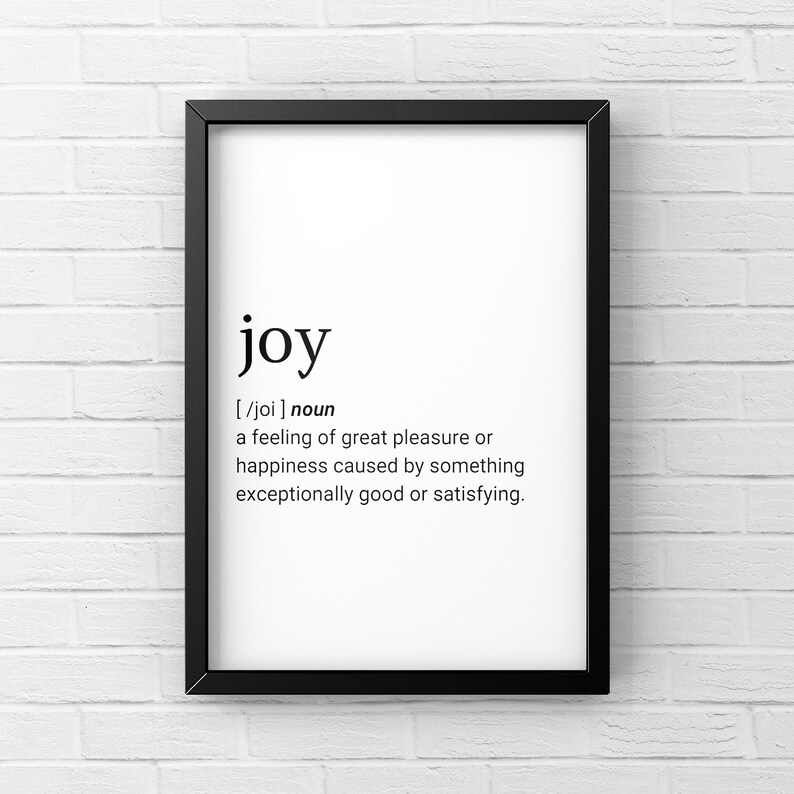 Joy Dictionary Definition Digital Print, Quote, Designs, Typography ...