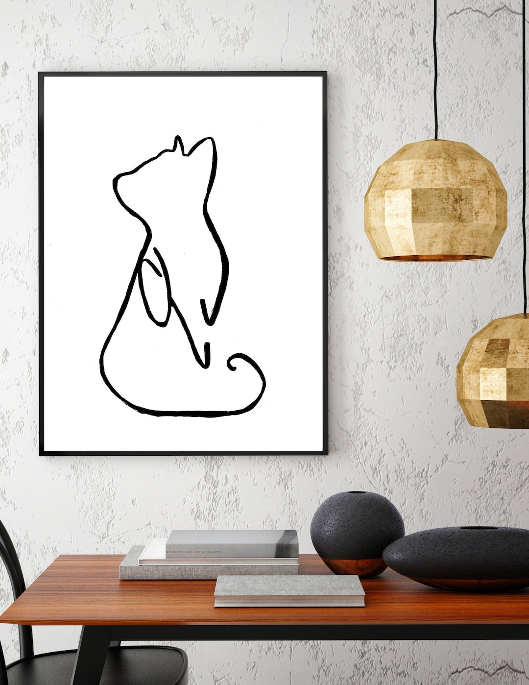 Cat Contour Line Design Downloadable Digital Wall Art and Home Decor - Etsy
