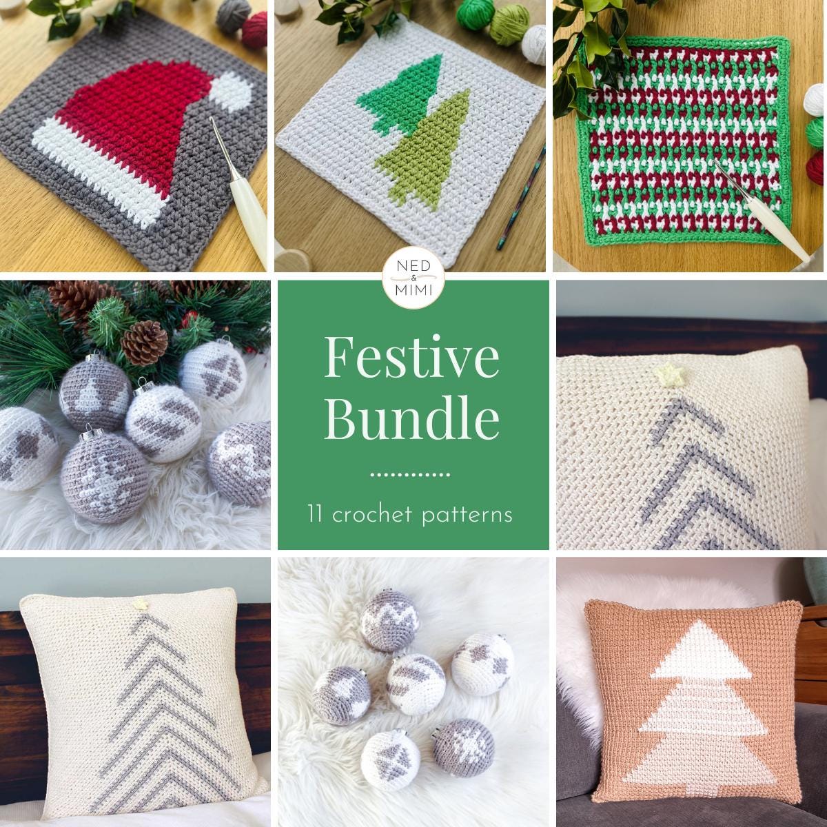 Crochet Christmas Pattern Bundle, Crochet Bauble Pattern, Holiday ...