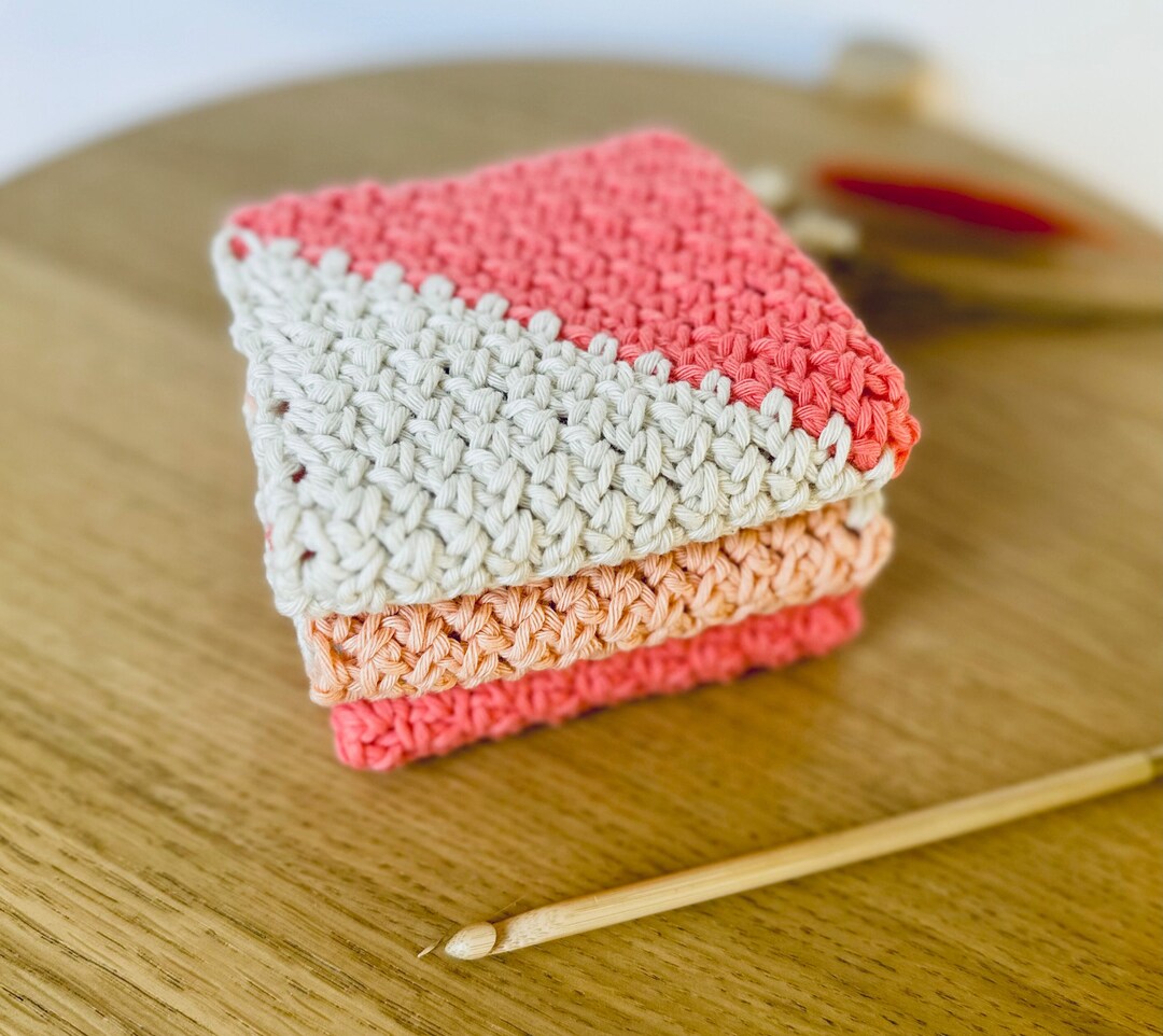 C2C CROCHET DISHCLOTH Pattern, Crochet Washcloth, Crochet Moss Stitch ...