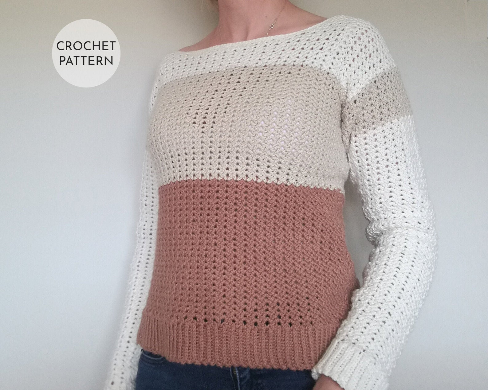 CROCHET PATTERN Sweater Pattern Crochet Sweater Color Block | Etsy