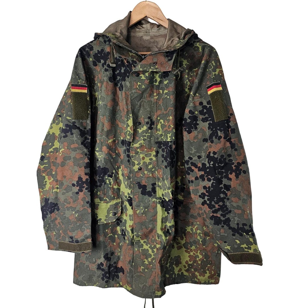 Vintage German Army Rain Jacket Mens 2X Military Camo 90s Wet Weather ...