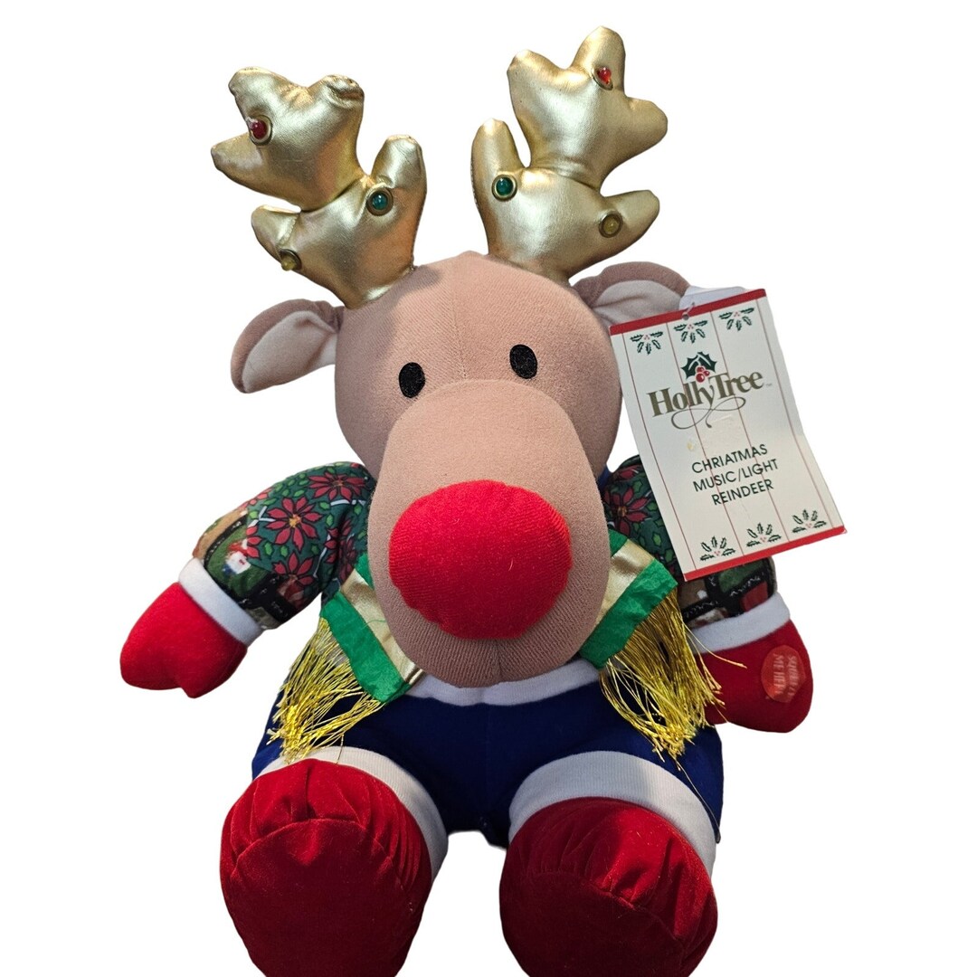 Vintage Holly Tree Christmas Music/ Light Reindeer Toy 13" 8+ Songs ...