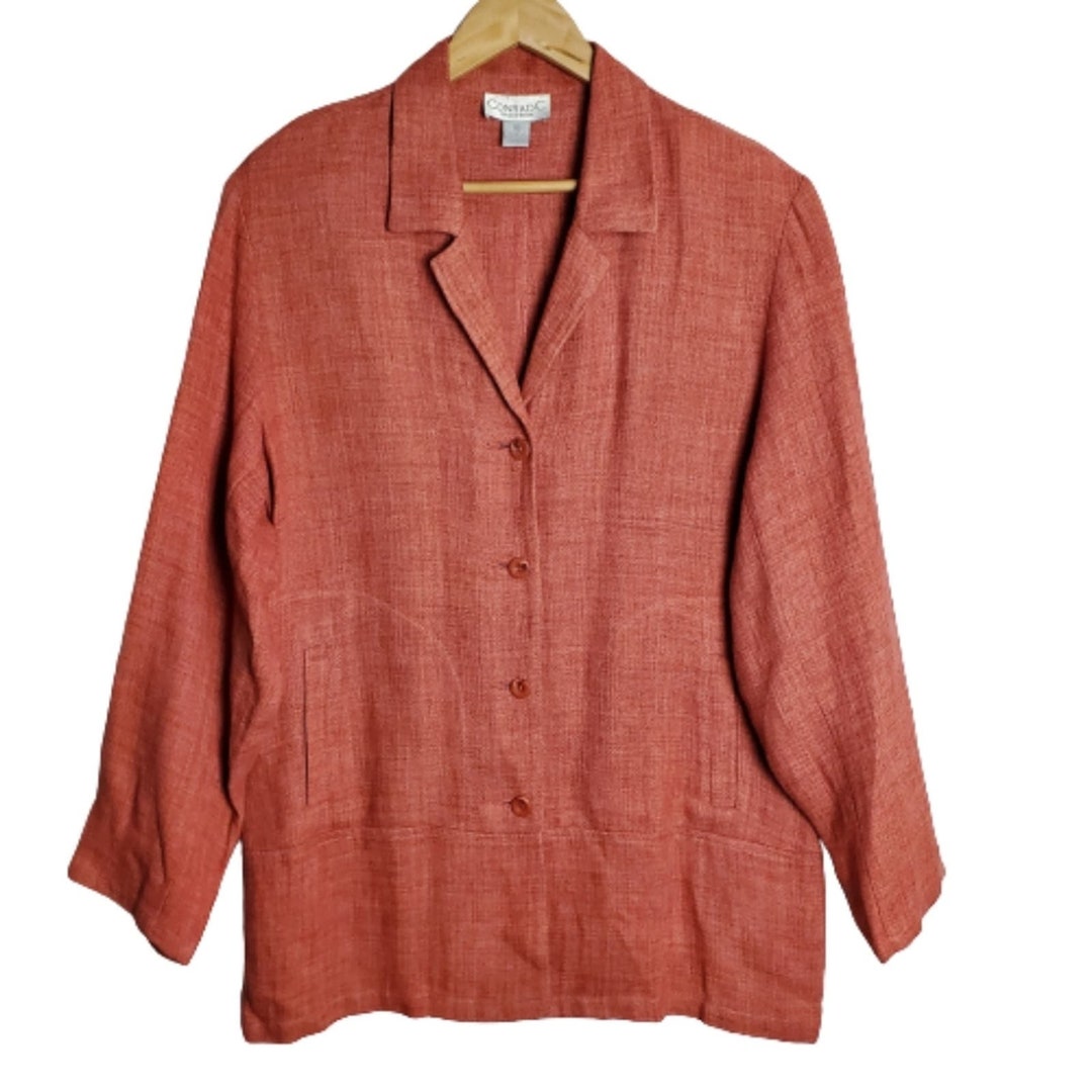 Vintage Blazer Size 16 Conrad C Collection 80s Red Linen Blend Light ...