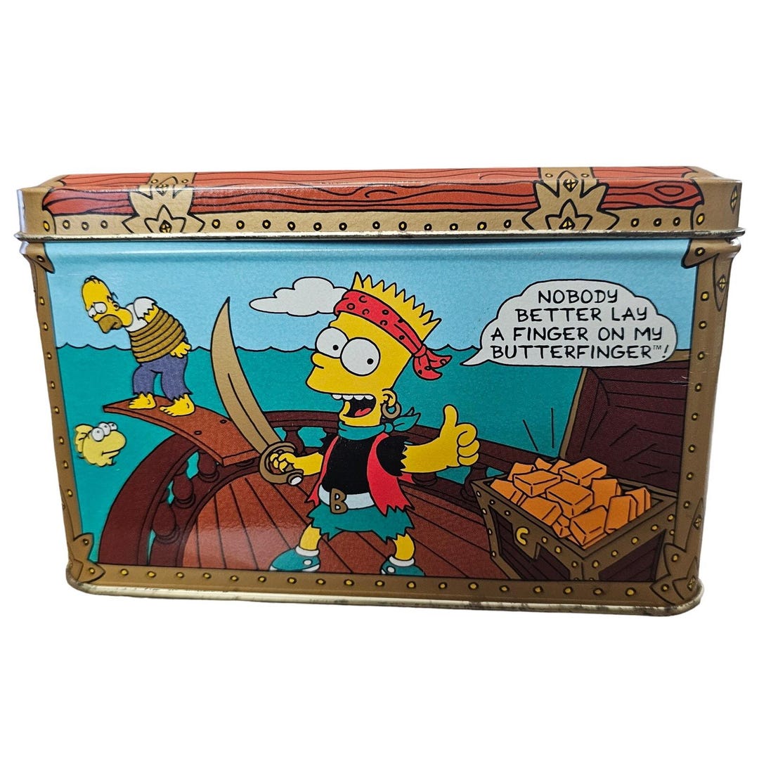 Vintage Nestle Butterfinger Bart Simpson Piggy Bank Tin 1992 Pirates ...