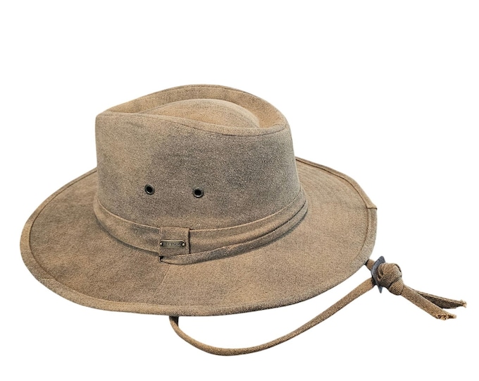 Stetson Distressed Canvas Outback Hat Mens Large Brown Outdoors Western ...
