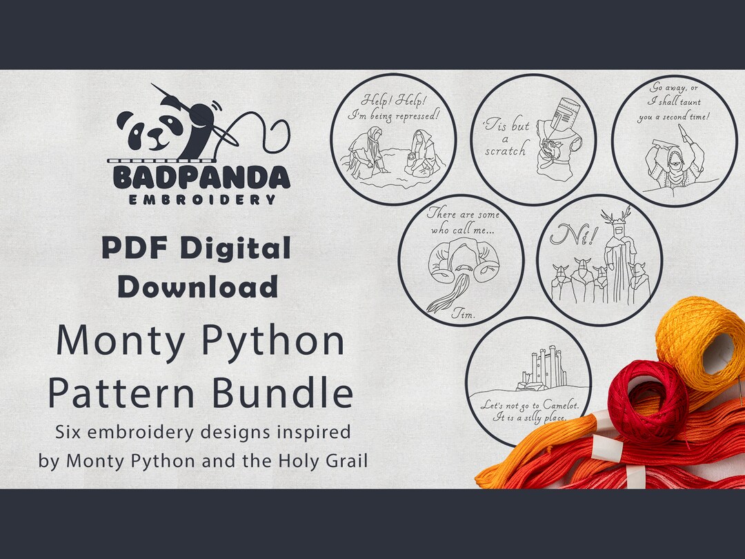 Monty Python Bundle Embroidery Pattern PDF Digital Download Template ...