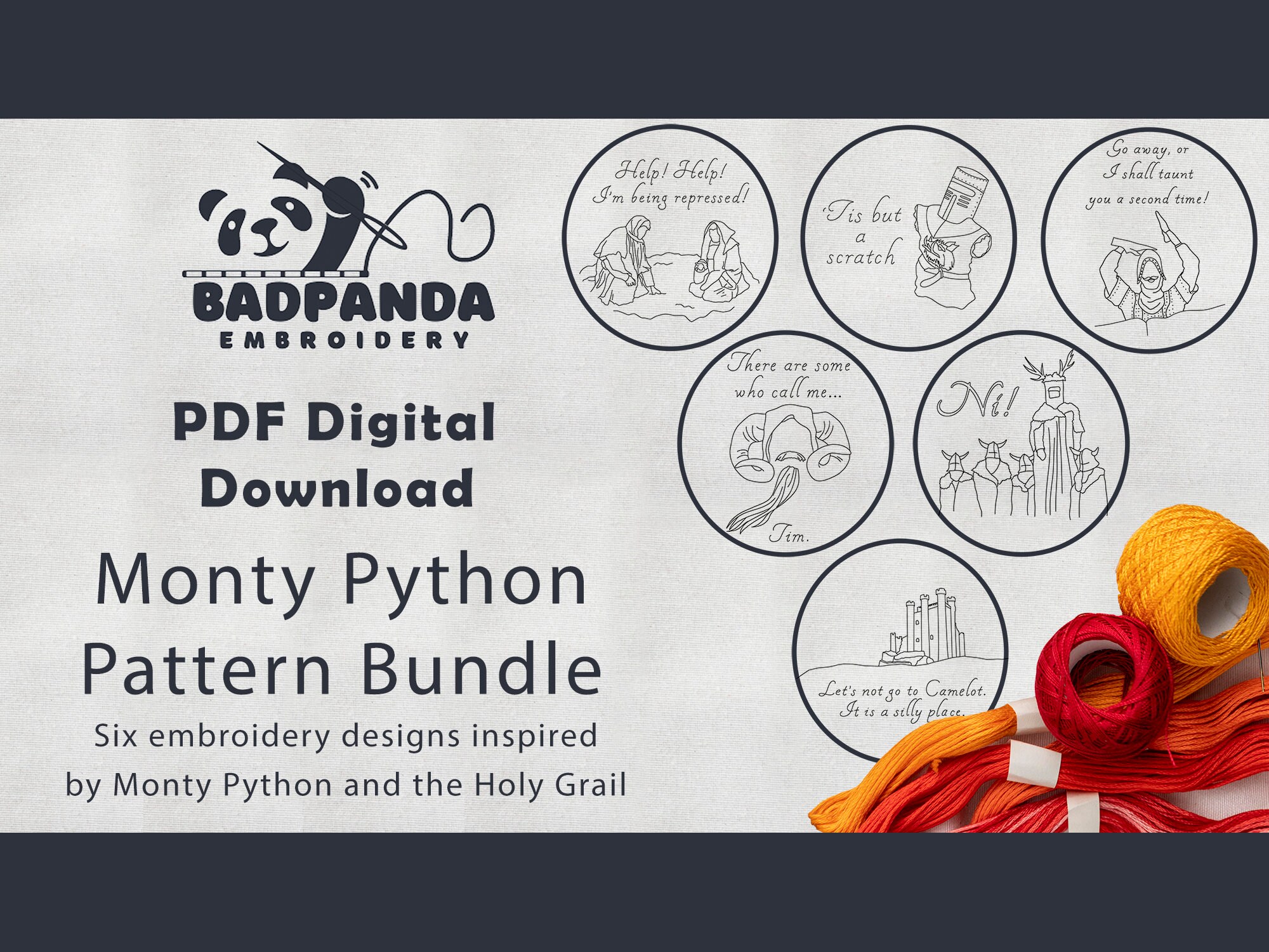 Monty Python Bundle Embroidery Pattern PDF Digital Download Template ...