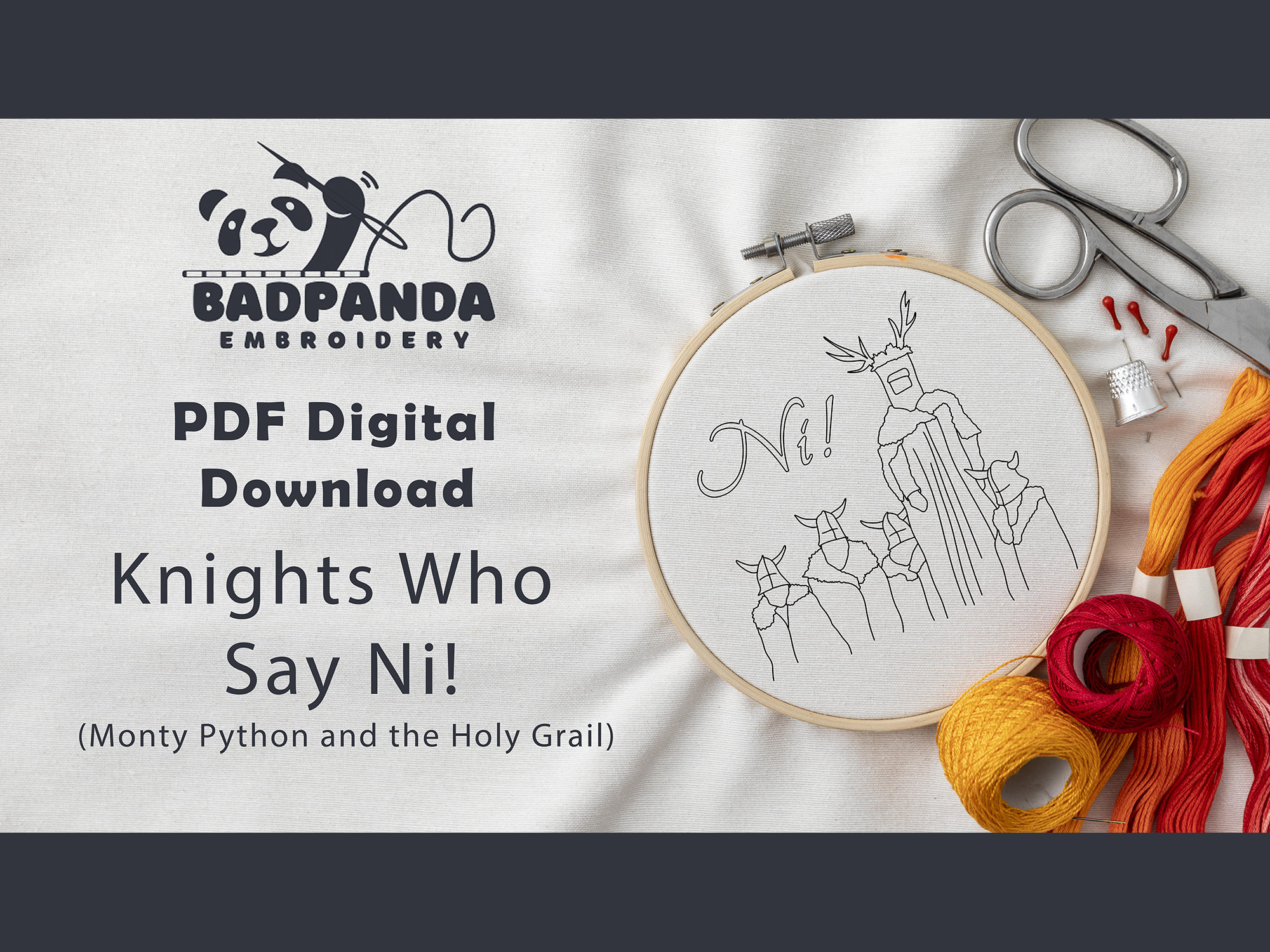 Knights Who Say Ni Embroidery Pattern PDF - Digital Download Template ...