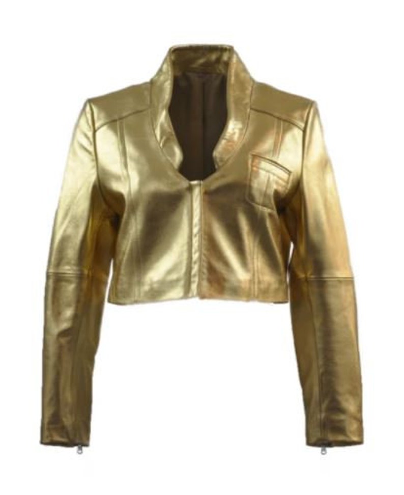 Gold Metallic Leather Jacket - Etsy