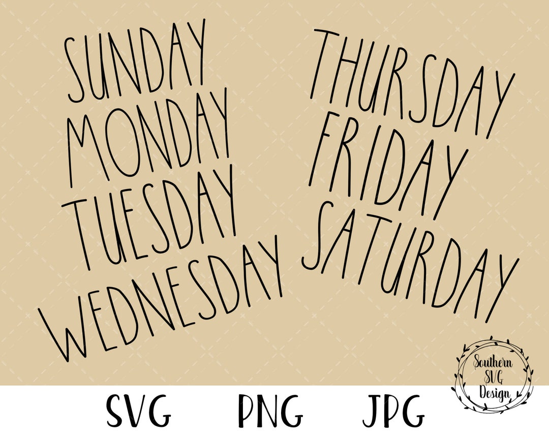 Days of the Week SVG Cut Files~rae Dunn Inspired SVG Files~svg, Png and ...