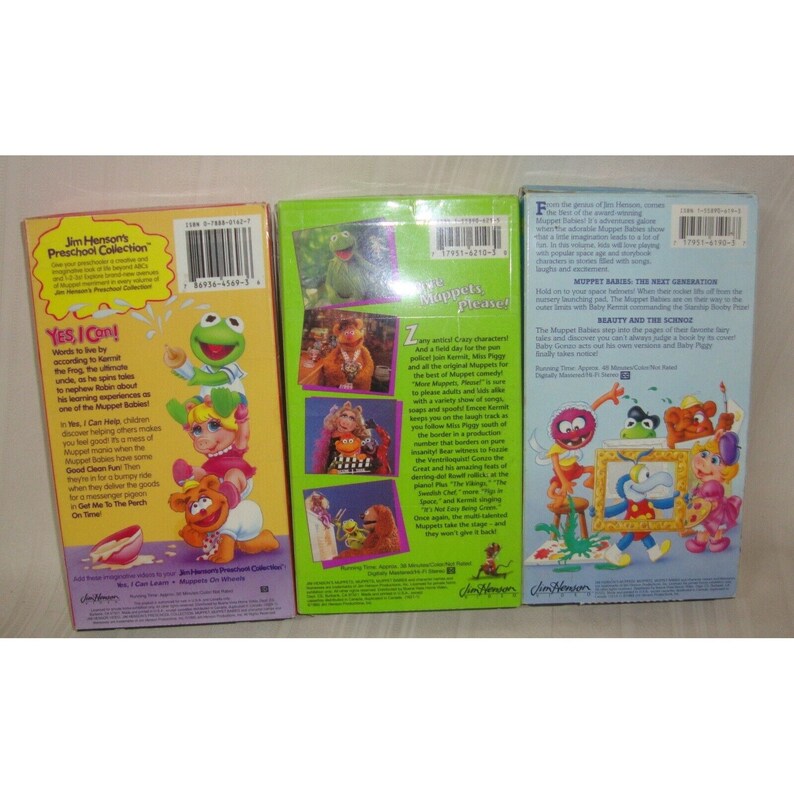 Jim Henson Lot 3 VHS the Muppets, Time to Play, Yes I Can Help and More ...
