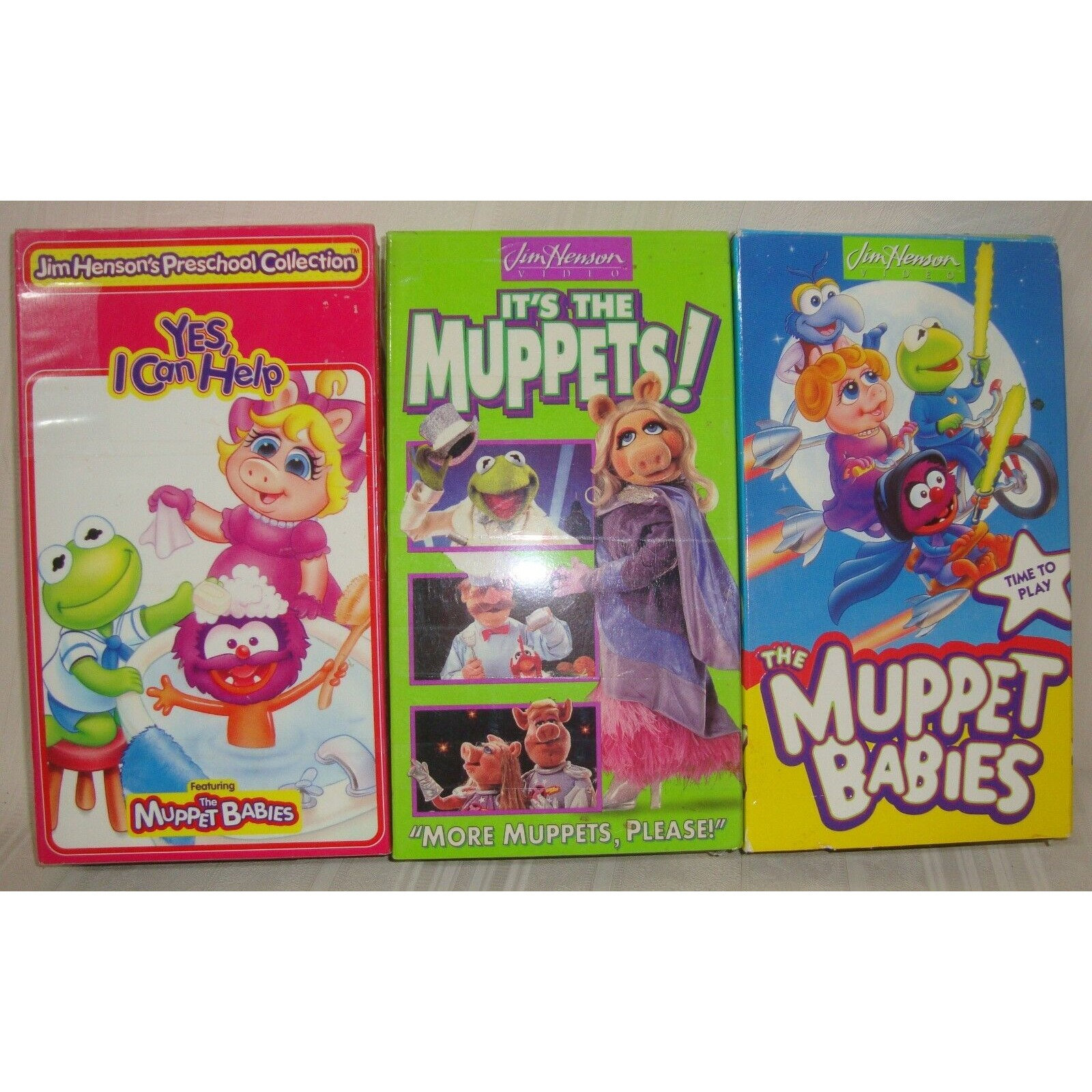 Jim Henson Lot 3 VHS the Muppets, Time to Play, Yes I Can Help and More ...
