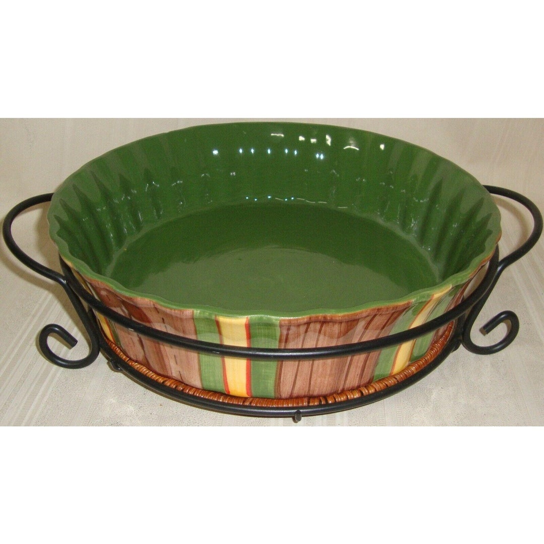 Oval Temp-tations Presentable Ovenware by Tara With Metal/basket Stands ...