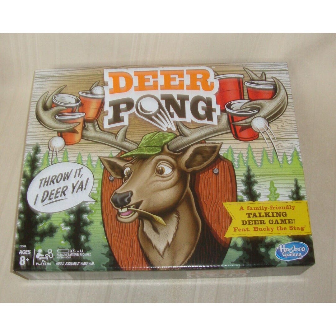 Hasbro Deer Pong Game With Talking Comical Deer Ages 8 UP. New & Sealed ...