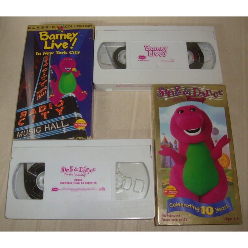 Barney Live in New York City Sing Along Songs/sing & Dance W Barney Lot 2 of VHS - Etsy
