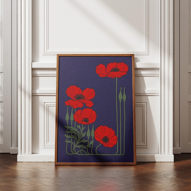 Red Art Nouveau Posters - Etsy UK