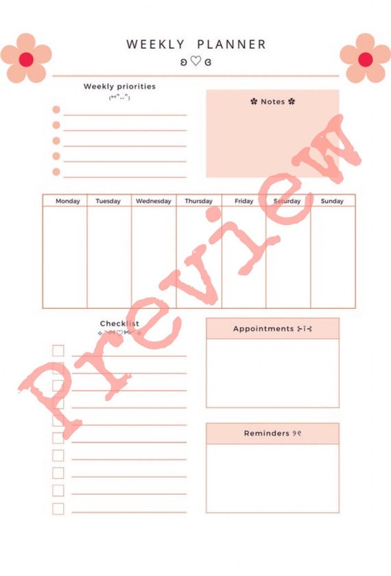 Minimalistic Flower Girl Downloadable Single Planner Page - Etsy