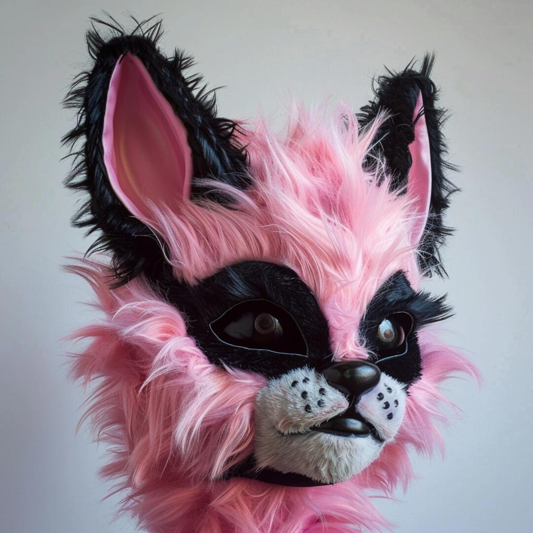 Pink Mask Furries, Plush Kig Face, Furry Convention Gift, Shaped Pillow ...