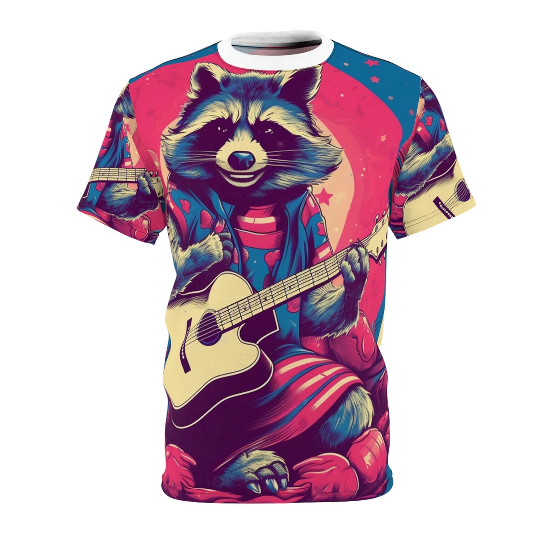 Acoustic Guitar Raccoon Art Furry Animal Rock Classic Unisex - Etsy