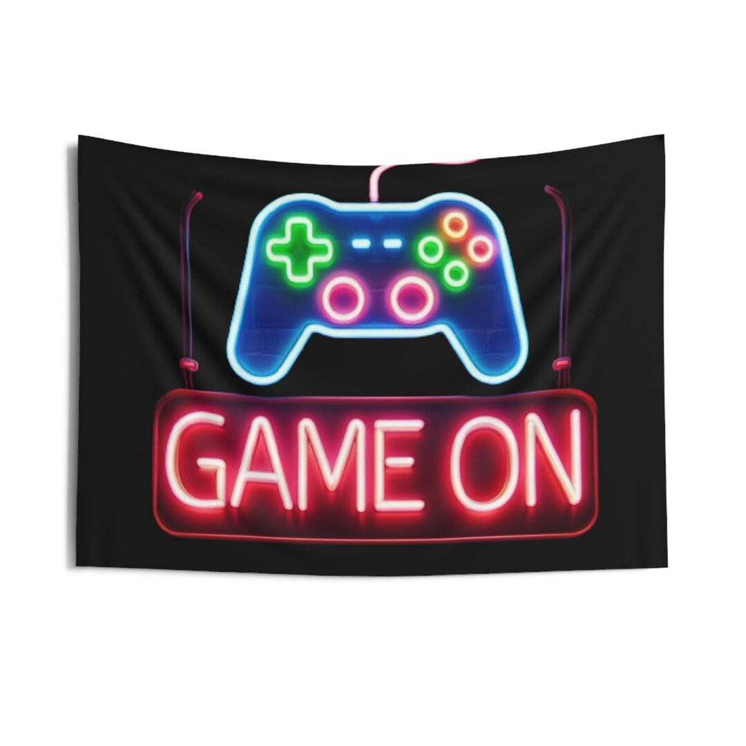 Game on Sign, Neon Graphic, Indoor Wall Tapestries - Etsy
