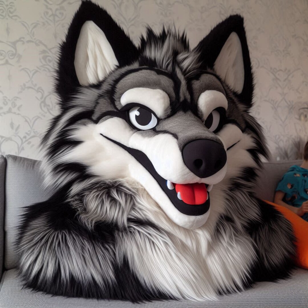 Wolve Head Furry Plush Wolf, Furries Anthropomorphic Animal, Anime Gift ...