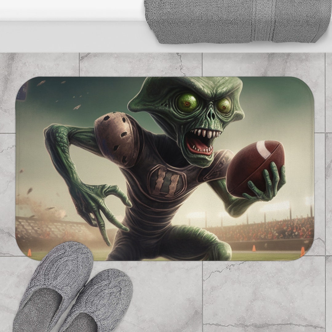 Alien Football Space Sport Game Stadium Athlete Galaxy Player Bath Mat ...