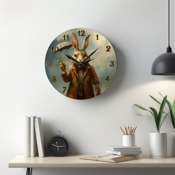 Rabbit With Clock - Etsy