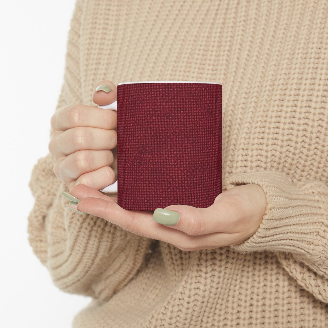 Seamless Texture Maroon/burgundy Denim-inspired Fabric Ceramic Mug 11oz ...