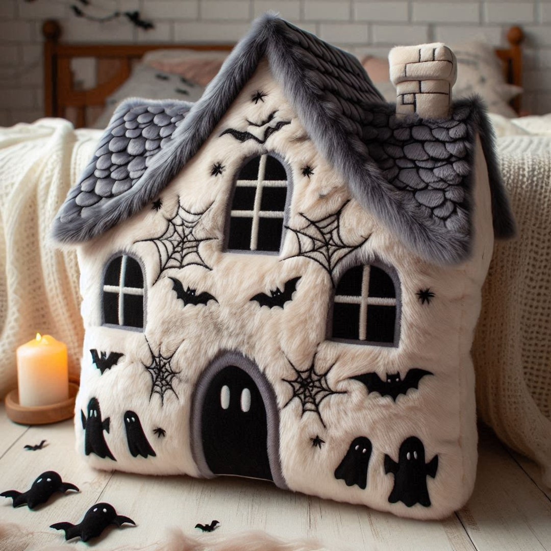 Haunted House Halloween, Spooky Gift, Plush Shaped Pillow - Etsy Canada