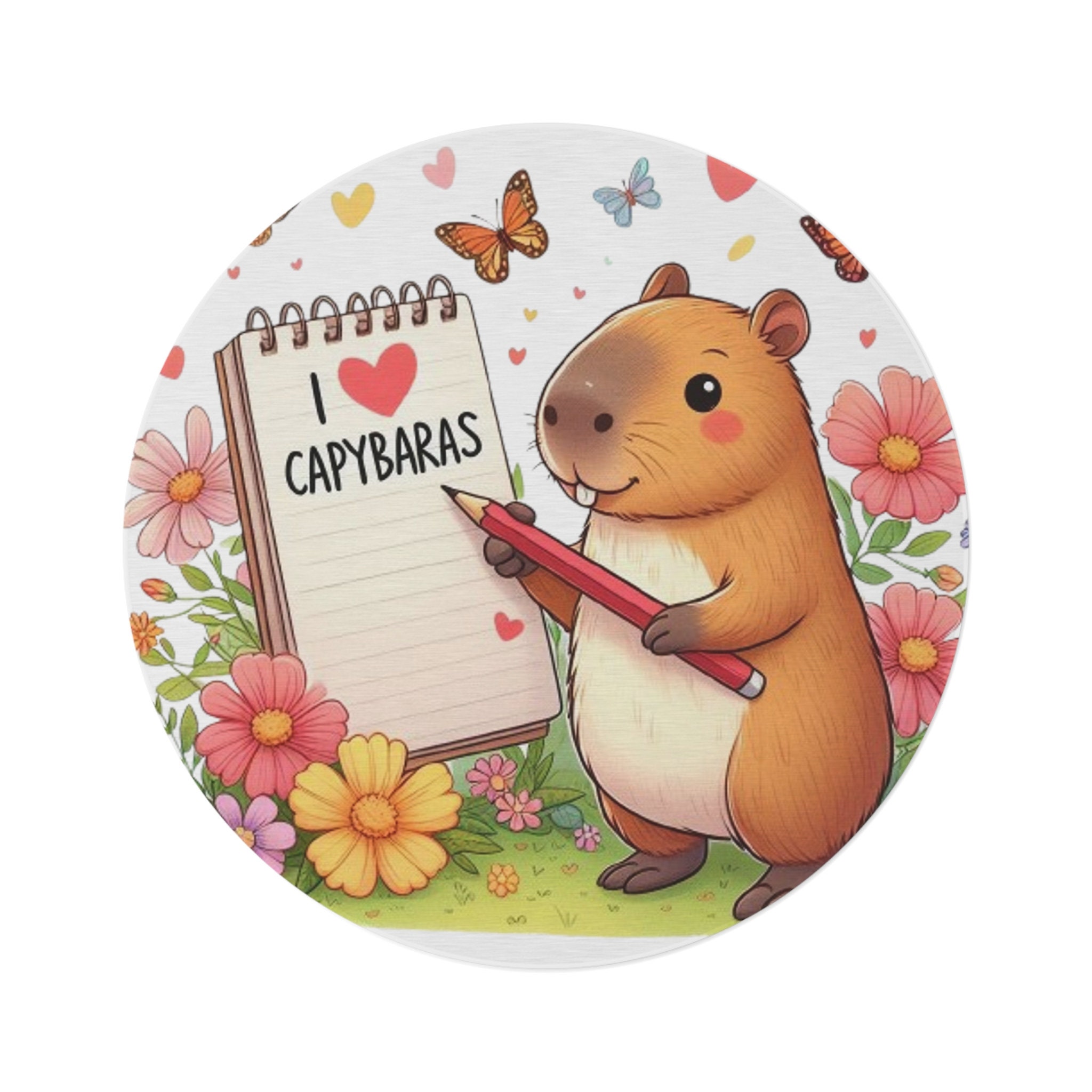 Capybara Holding Pencil and Notepad With I Love Capybaras, Cute Rodent ...