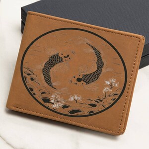 Koi Fish Stamp Japanese Graphic, Leather Wallet - Etsy