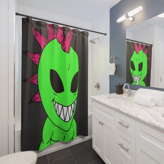 Spiked Pink Hair Muscle Big Smile Green Alien Visitor Shower - Etsy