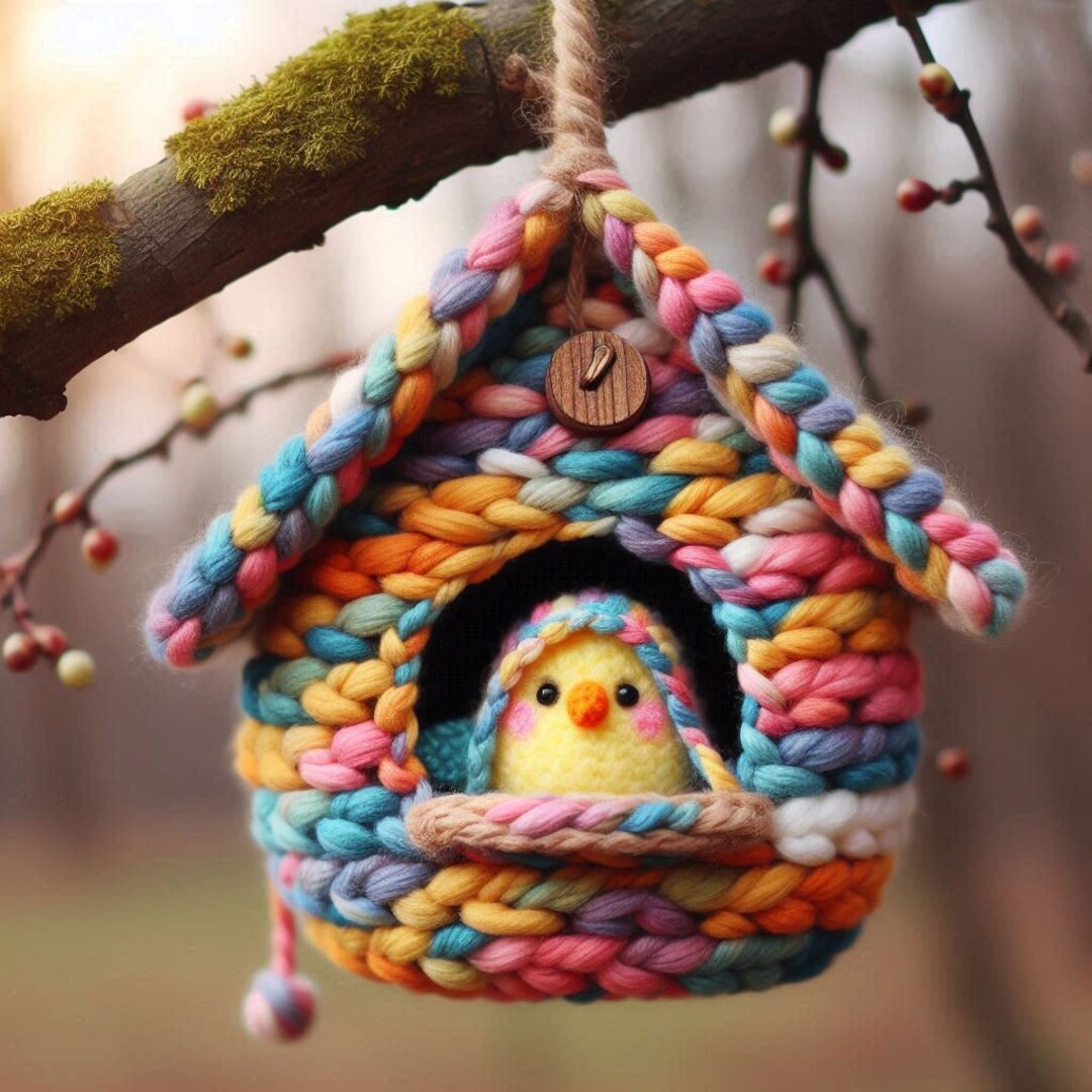 Birdhouse Crochet, Bird Watcher Git, Plush Shaped Pillow - Etsy