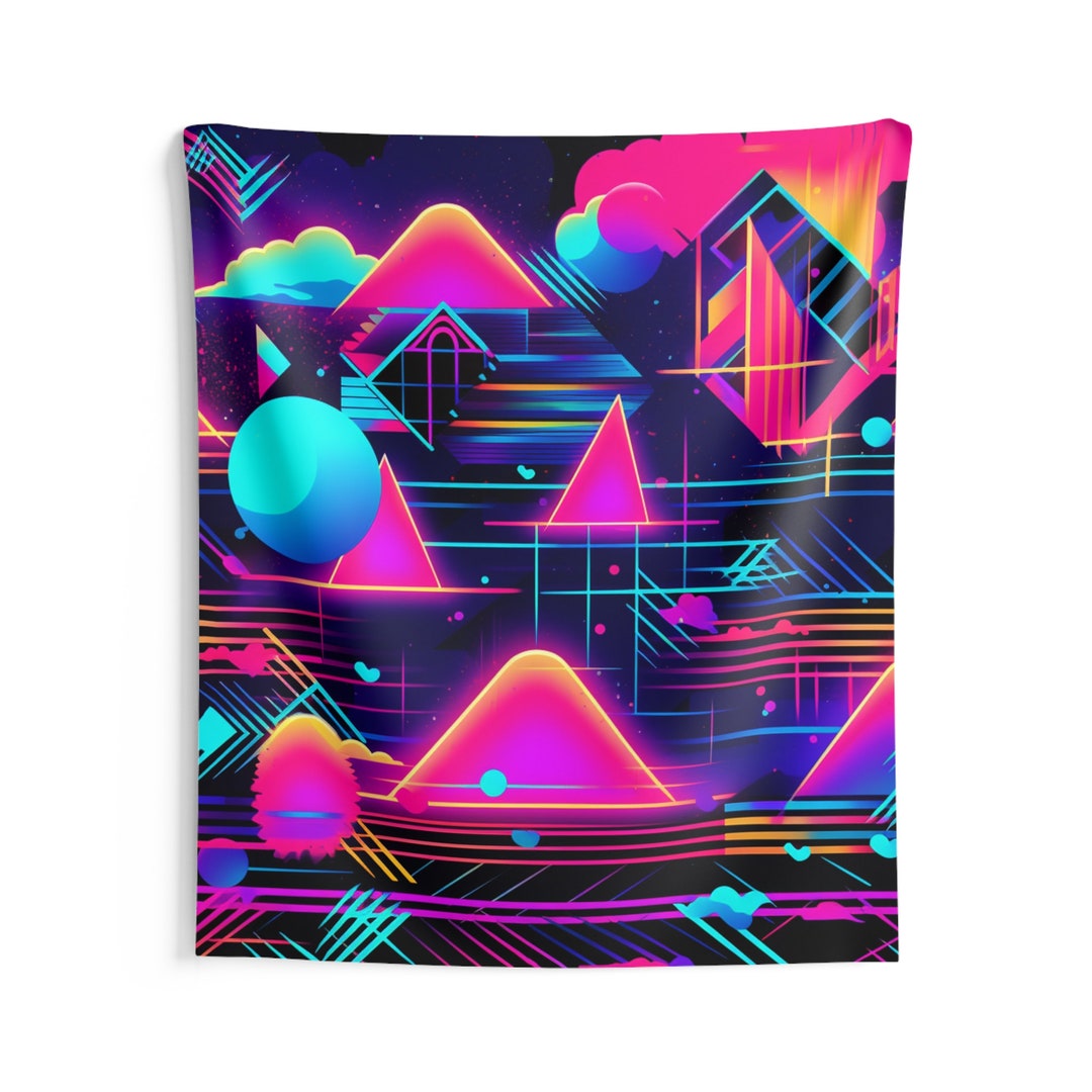 80s Synthwave Retro-futuristic Inspired Pattern Design Indoor - Etsy