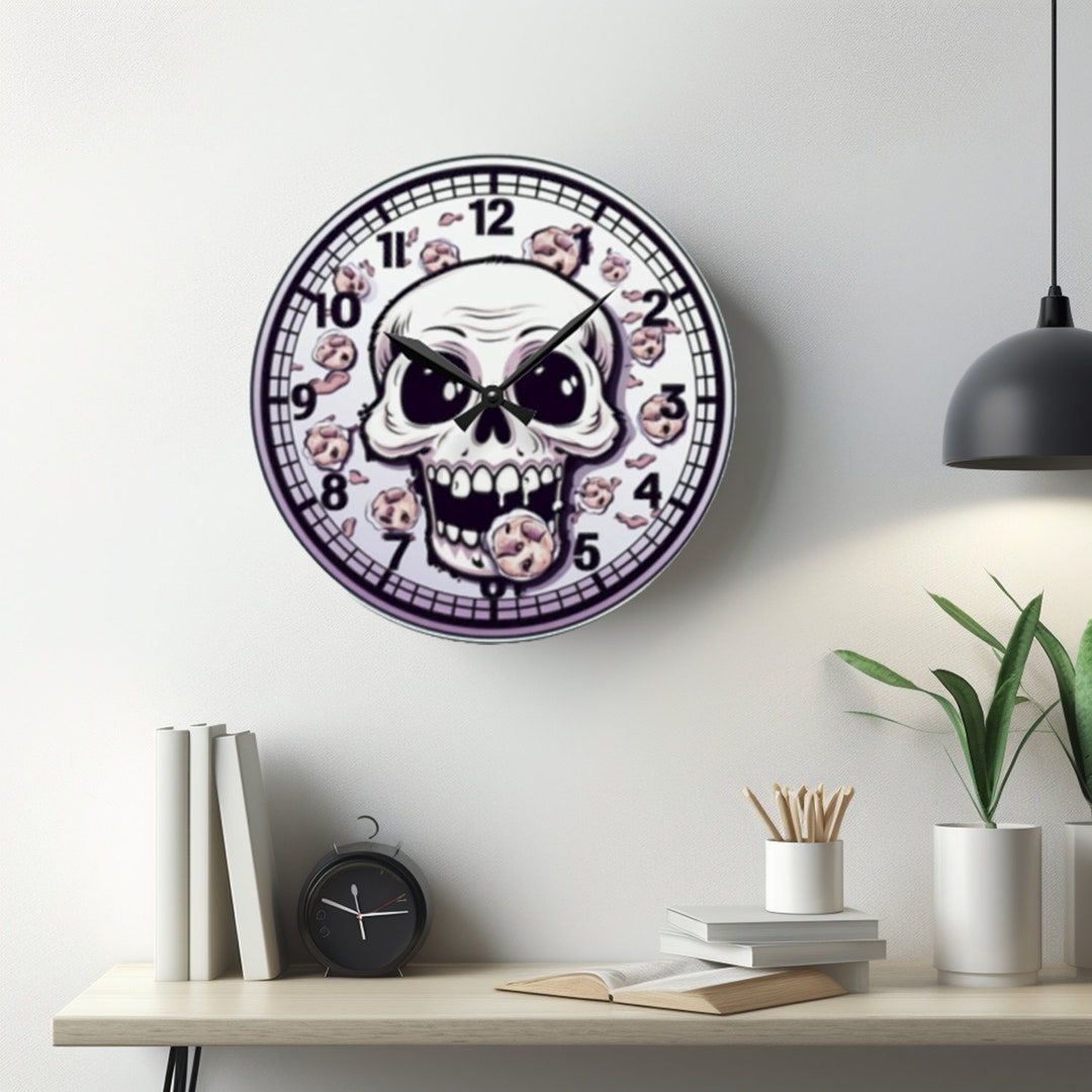 Cookie Skull Skeleton Spooky Haunted Acrylic Wall Clock - Etsy