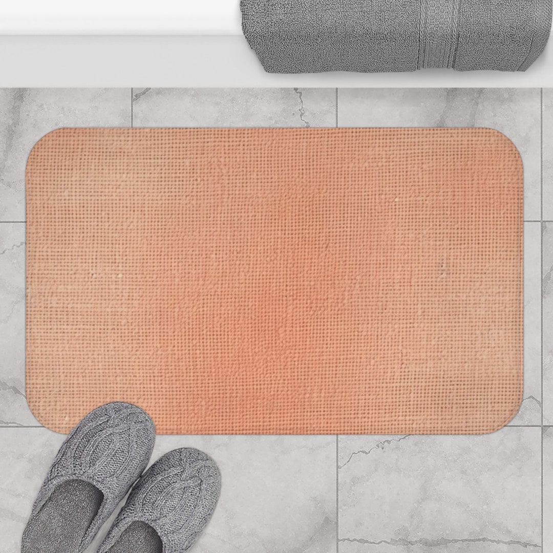 Soft Pink-orange Peach: Denim-inspired, Lush Fabric Bath Mat - Etsy