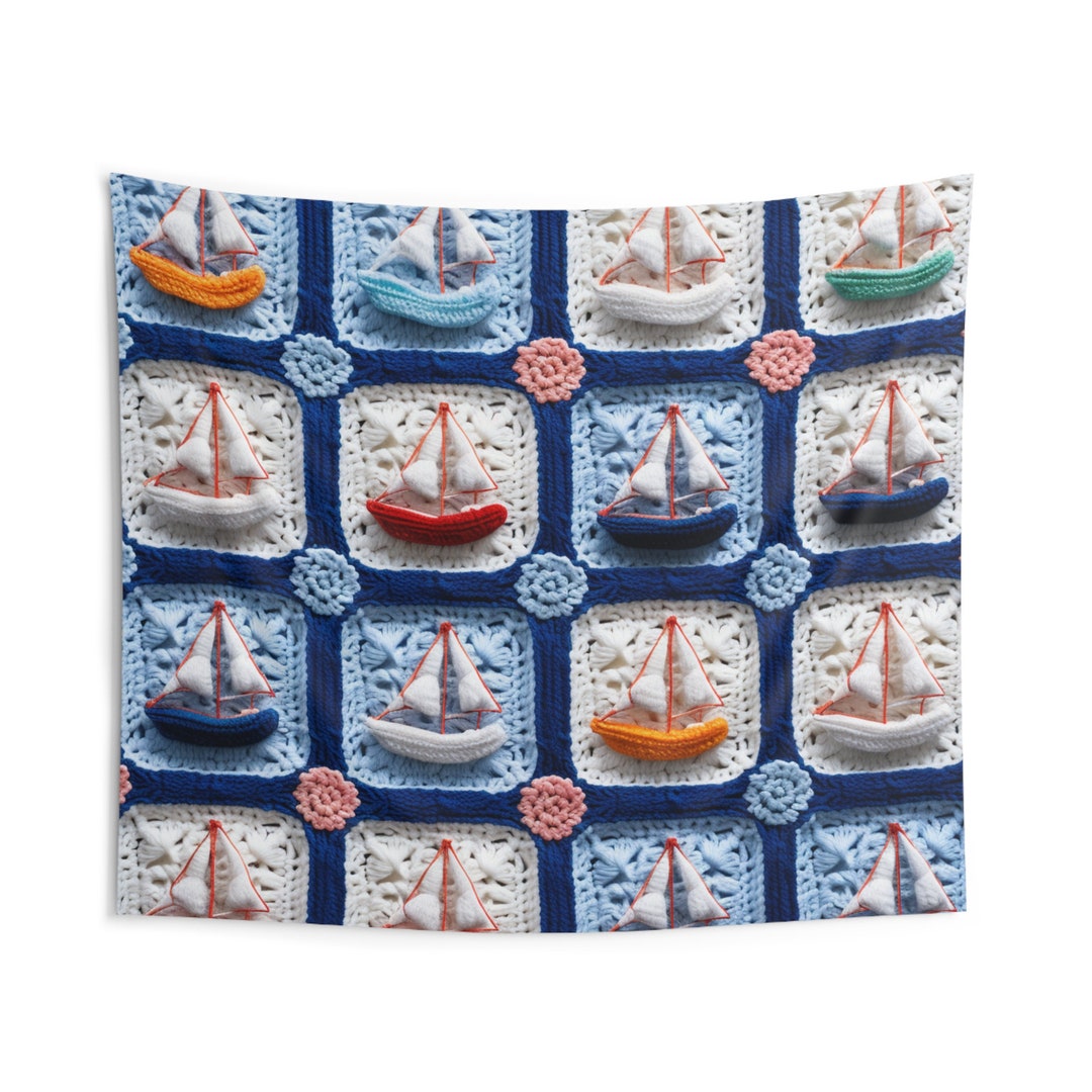 Crochet Boat Ship Sea Vessel Ocean Beach Travel Yacht Design Indoor ...