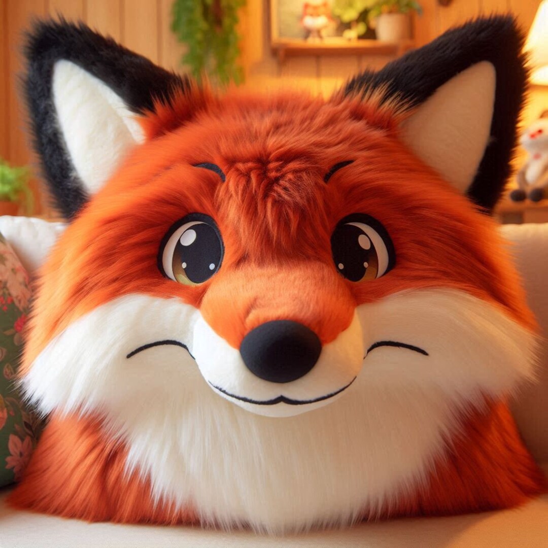 Furries Fox Head Plush Shaped Pillow - Etsy