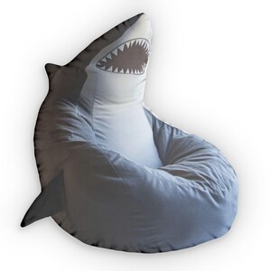 Shark Beanbag Chair, Stuffed Animal, Ocean Gift for Kids, Plush Shaped ...