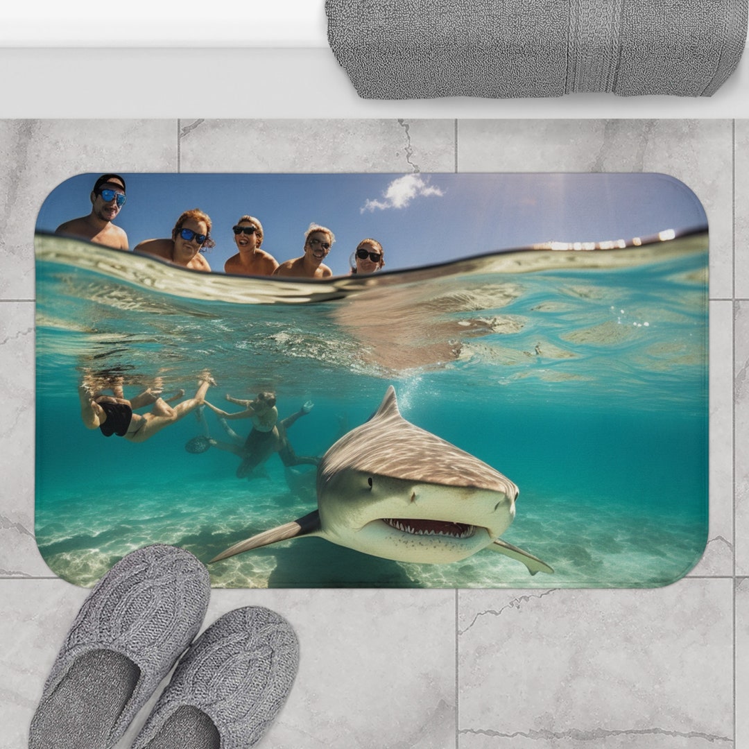 Peaceful Bull Shark With Swimmers: Ocean Scene Perfect for Sea Lovers ...