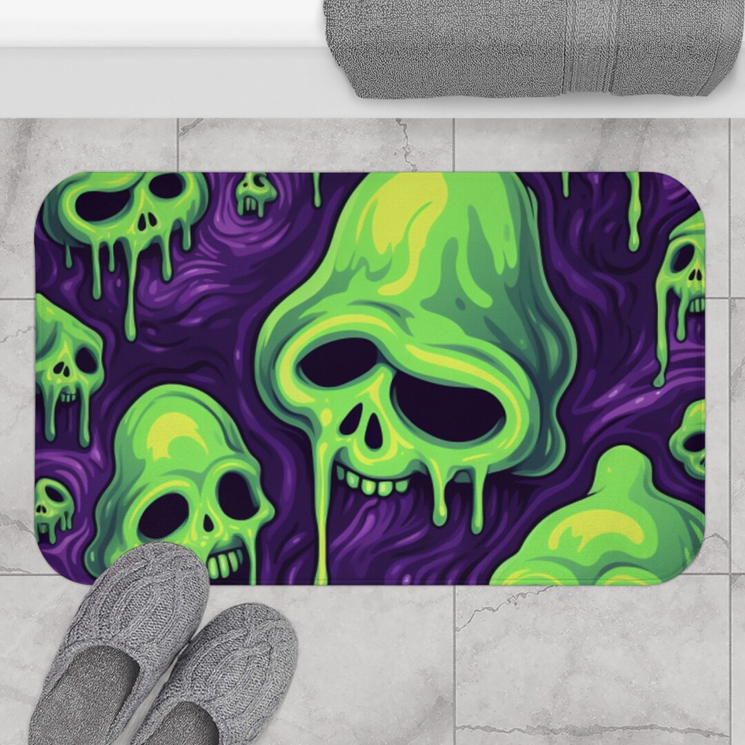Halloween Slime Skull Green Skeletons Scary Horror Pattern Bath Mat - Etsy