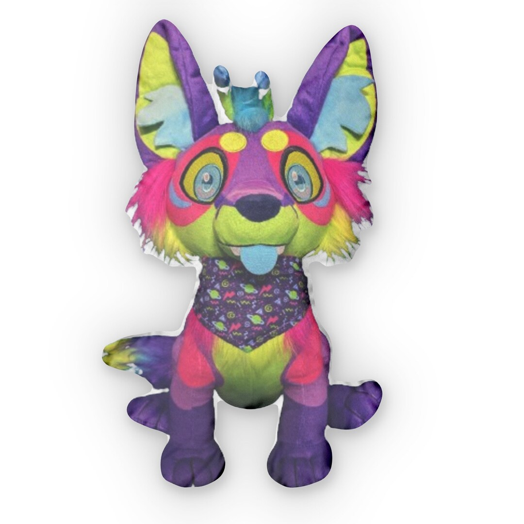Vaporwave Alien Fennec Fox Plush Toy Retro Aesthetic Pillow for Fans ...