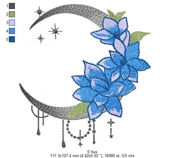 Moon Machine Embroidery Design Moon Embroidery Pattern Moon - Etsy