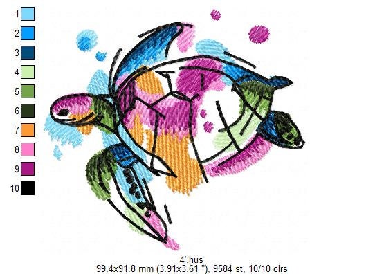 Turtle Machine Embroidery Designsturtle Embroidery - Etsy