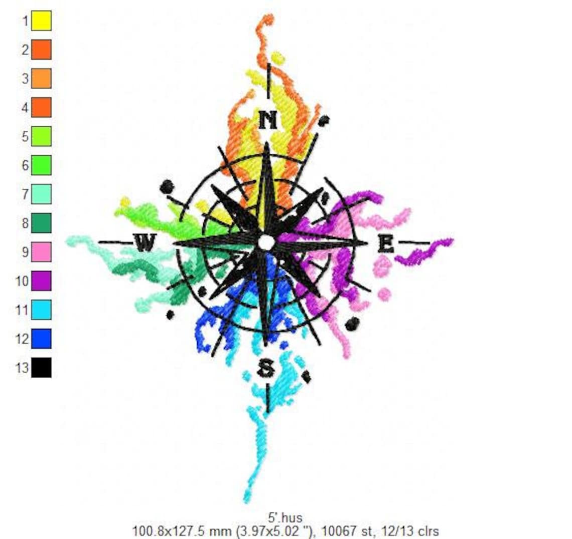 Compass Rose Embroidery Designcompass Rose Embroidery - Etsy