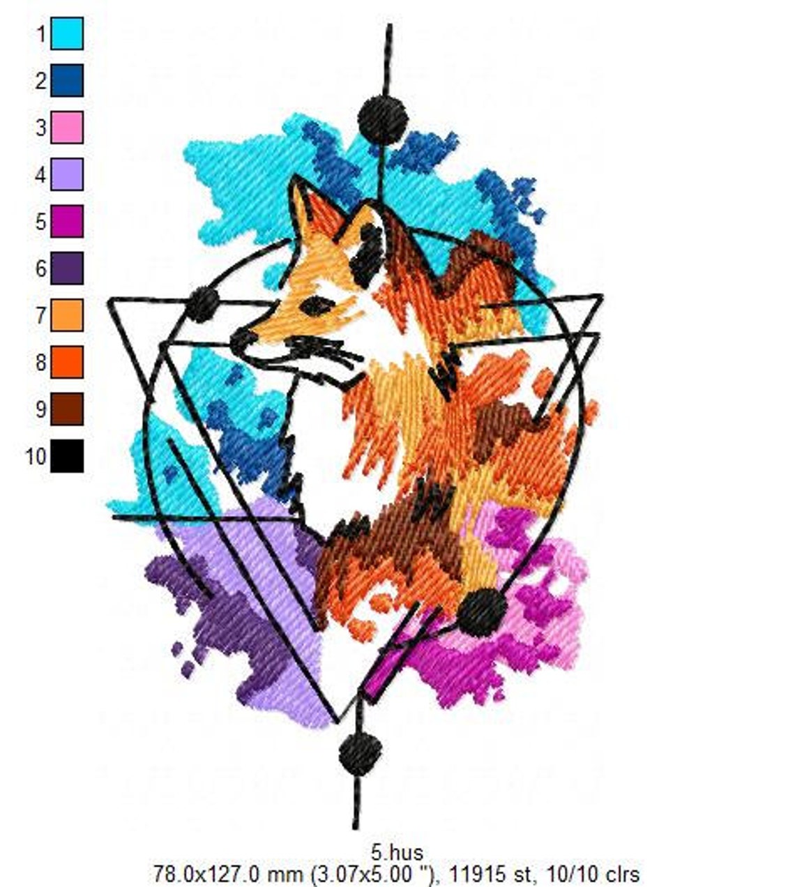 Fox Machine Embroidery Designsfox Embroidery Designsanimal | Etsy