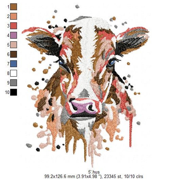 Cow Machine Embroidery Designs, Cow Embroidery Pattern, Cow Embroidery ...