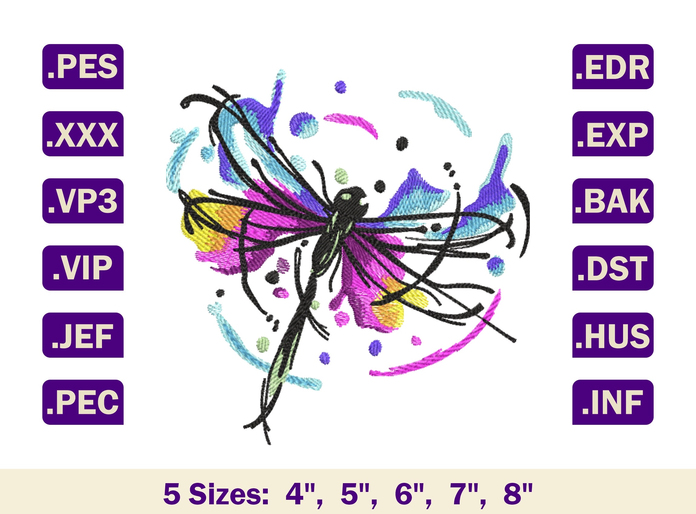 Dragonfly Machine Embroidery Designsdragonfly Embroidery - Etsy