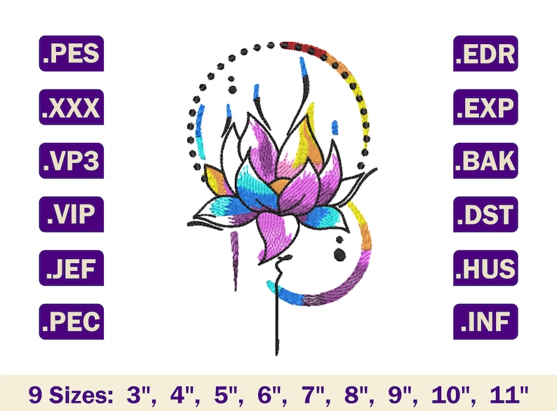 Mandala Lotus Machine Embroidery Designsmandala Lotus | Etsy